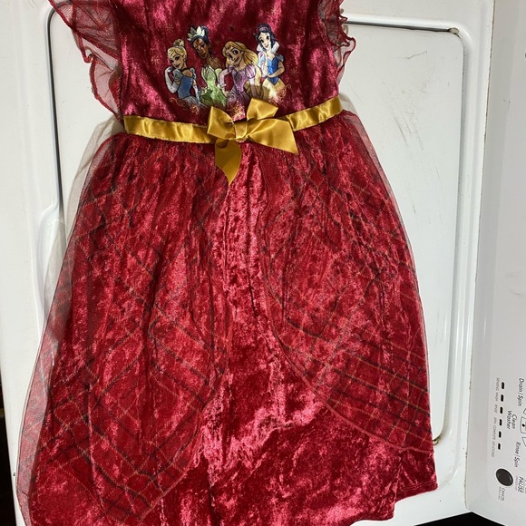 Disney | Dresses | Disney Red Dress With Golden Bow | Poshmark